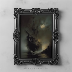 Vintage Ghost Ship, Ocean Aesthetic, Gothic Sea Painting, Dark Arts ...