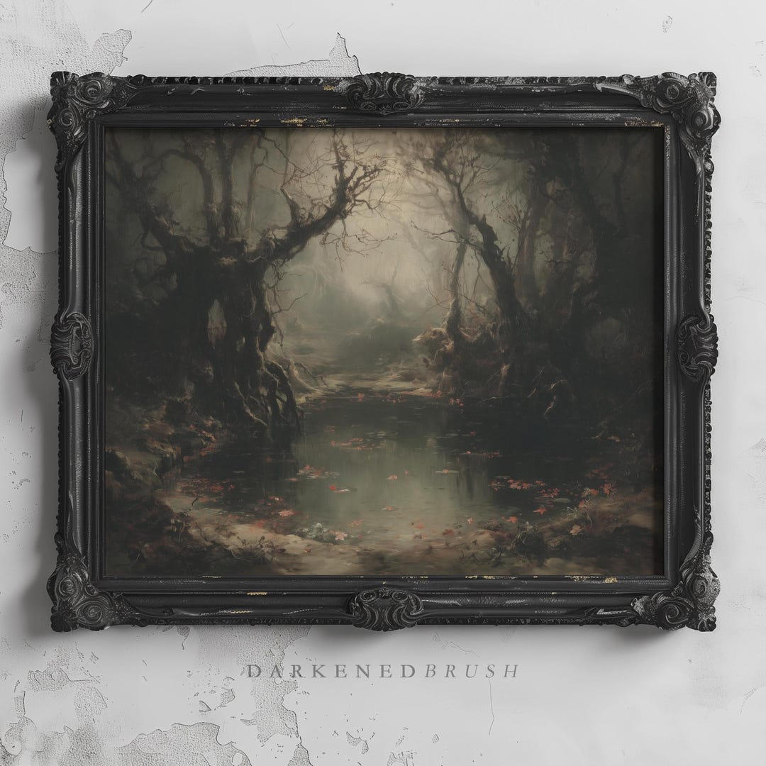 Gothic Swamp With Gnarled Trees Printable Wall Art Haunted Forestcore ...