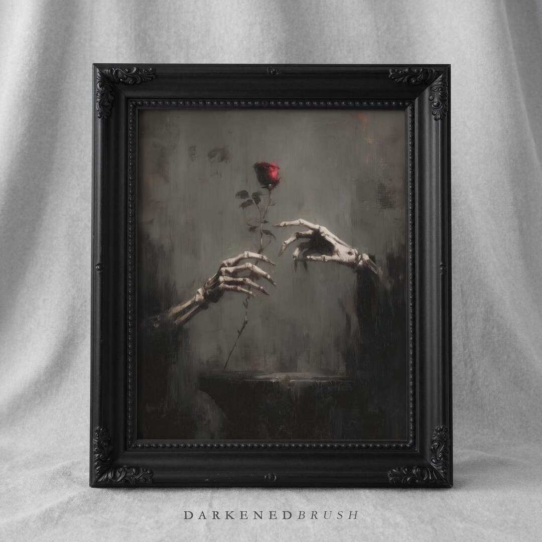 Romantic Gothic Skeleton Lovers Printable Dark Valentines Art, Dark ...