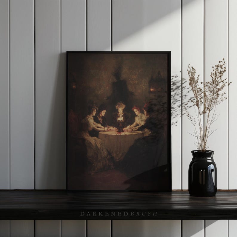 Victorian Witchy Séance Scene Dark Cottagecore Gothic Dark Academia Art ...