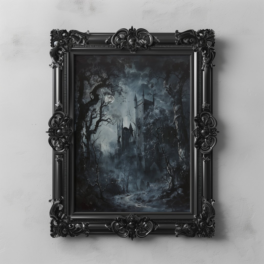 Gothic Haunted Castle Art Printable, Dark Oil Painting, Dark Academia ...