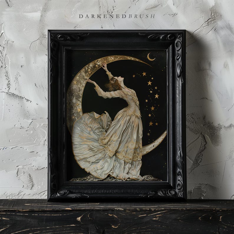 Celestial Goddess Art Print, Gothic Romance Decor, Dark Cottagecore ...