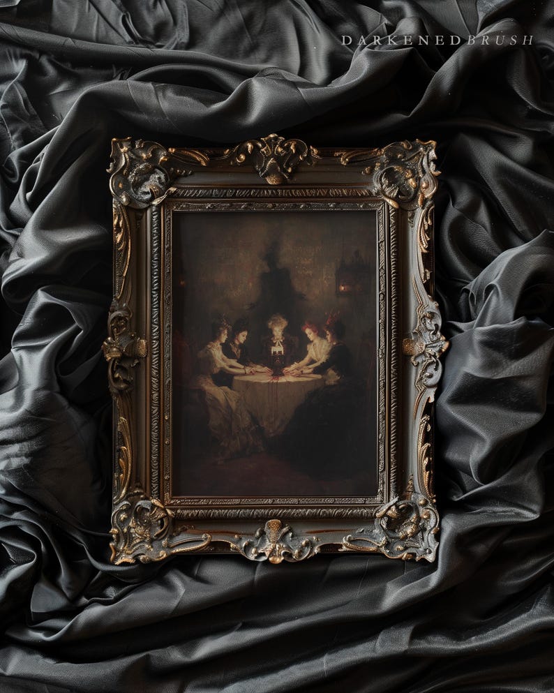 Victorian Witchy Séance Scene Dark Cottagecore Gothic Dark Academia Art ...