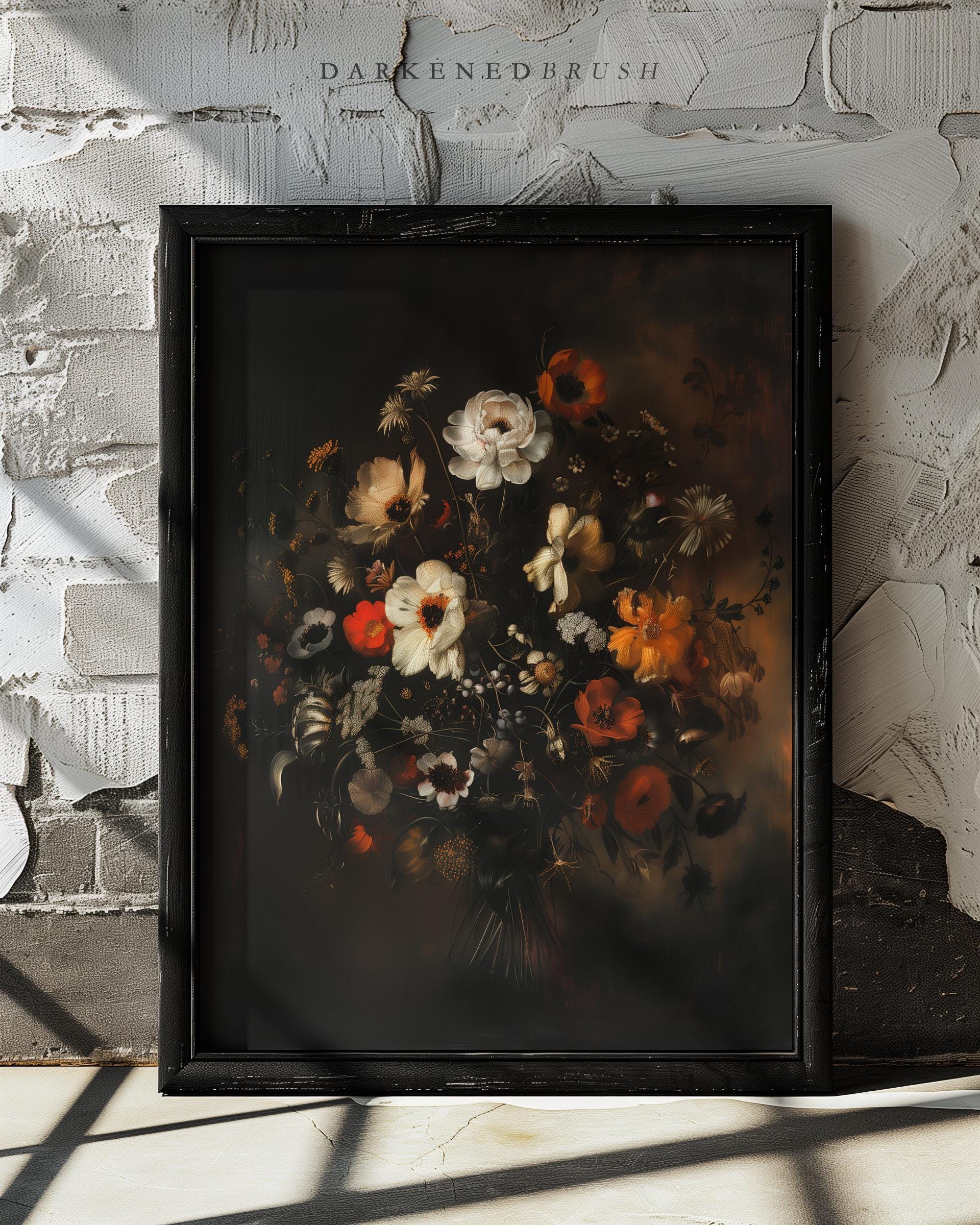 Dark Gothic Floral Printable, Moody Bouquet Wall Art, Vintage Flower ...