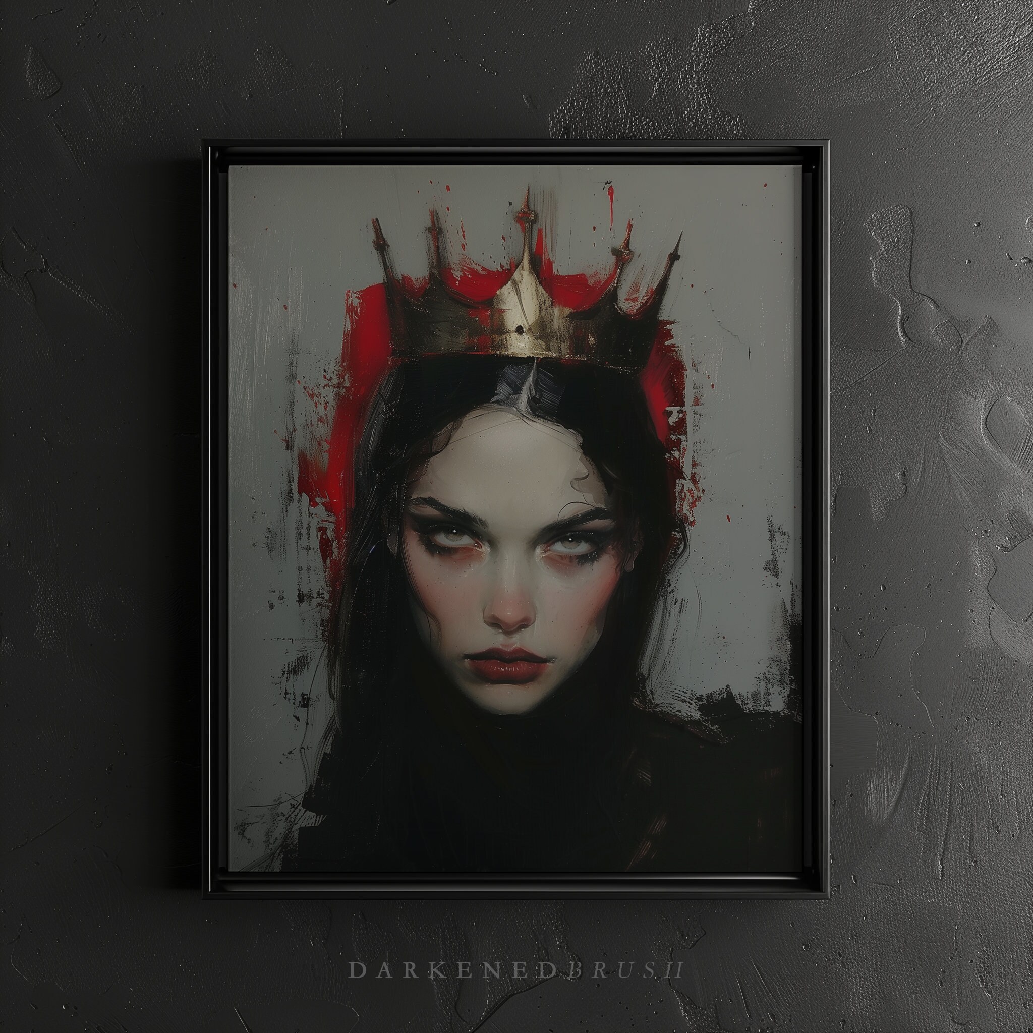 Dark Gothic Queen Art Printable Oil Painting, Woman Portrait, Dark ...
