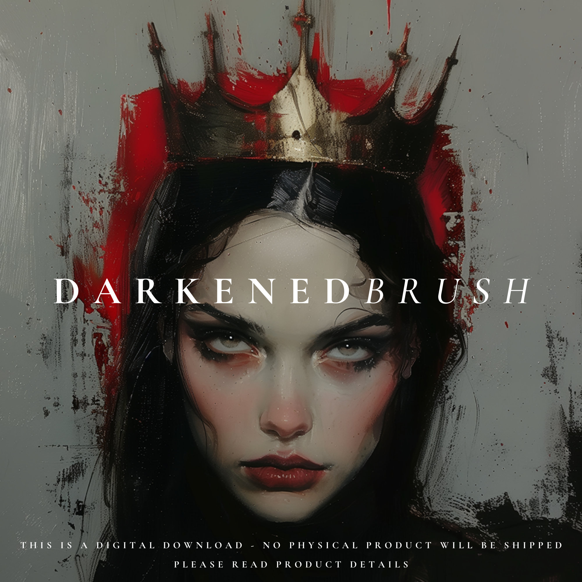 Dark Gothic Queen Art Printable Oil Painting, Woman Portrait, Dark ...