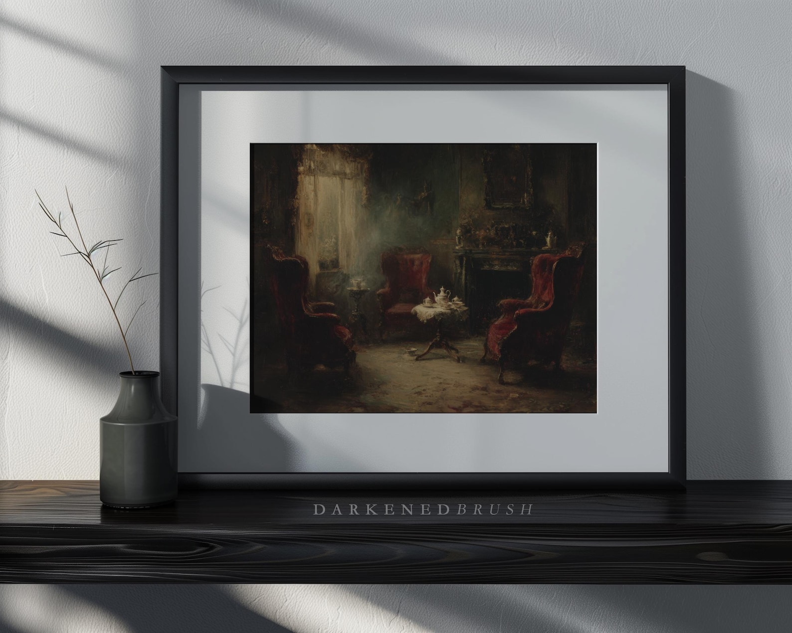 Gothic Victorian Interior With Red Chair and Dark Shadows Printable ...