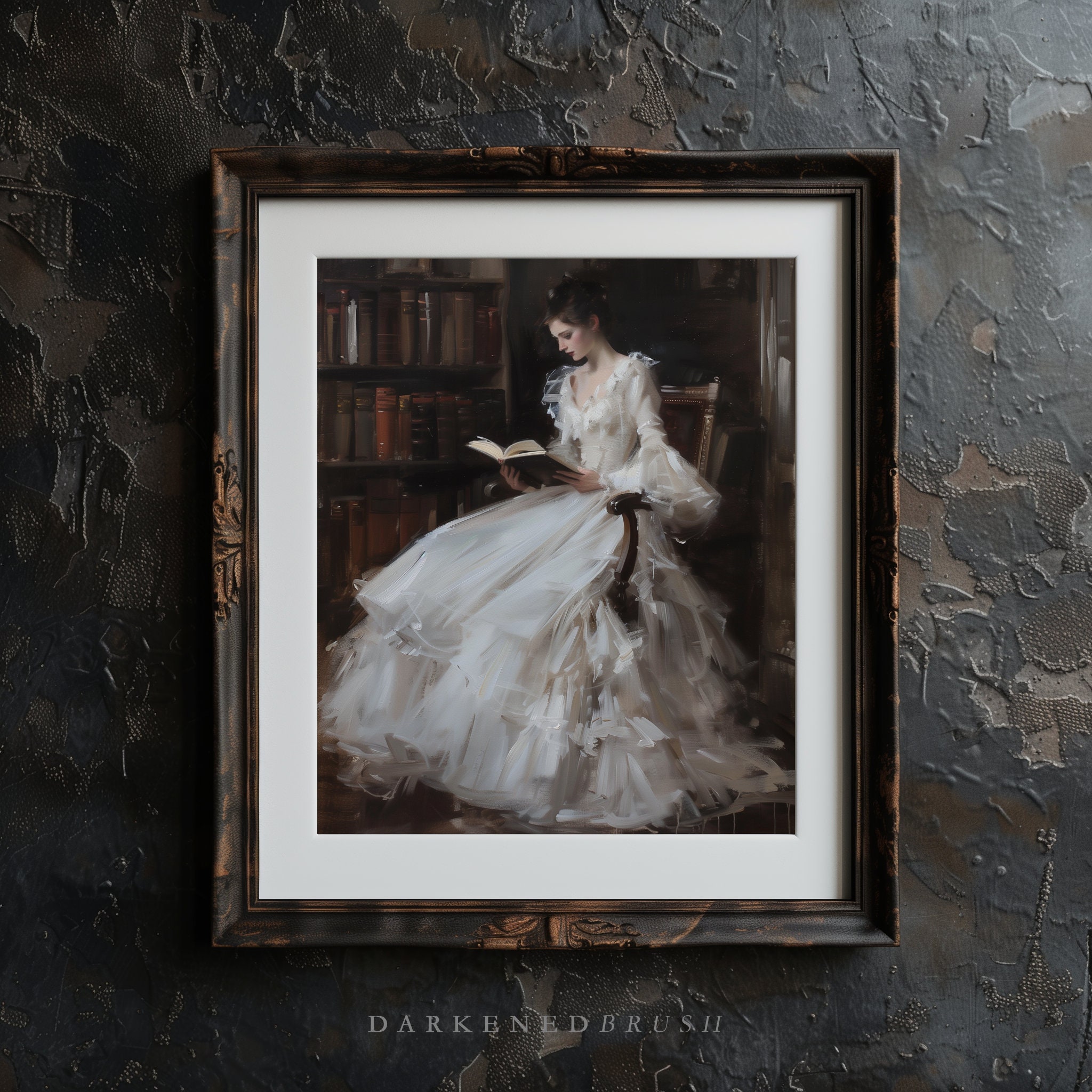 Antique Portrait Woman Reading Printable, Elegant Reading Wall Art ...