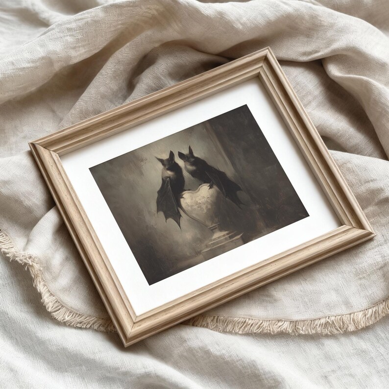Gothic Valentine Bat Art Printable Romantic Dark Bats With Heart Urn ...