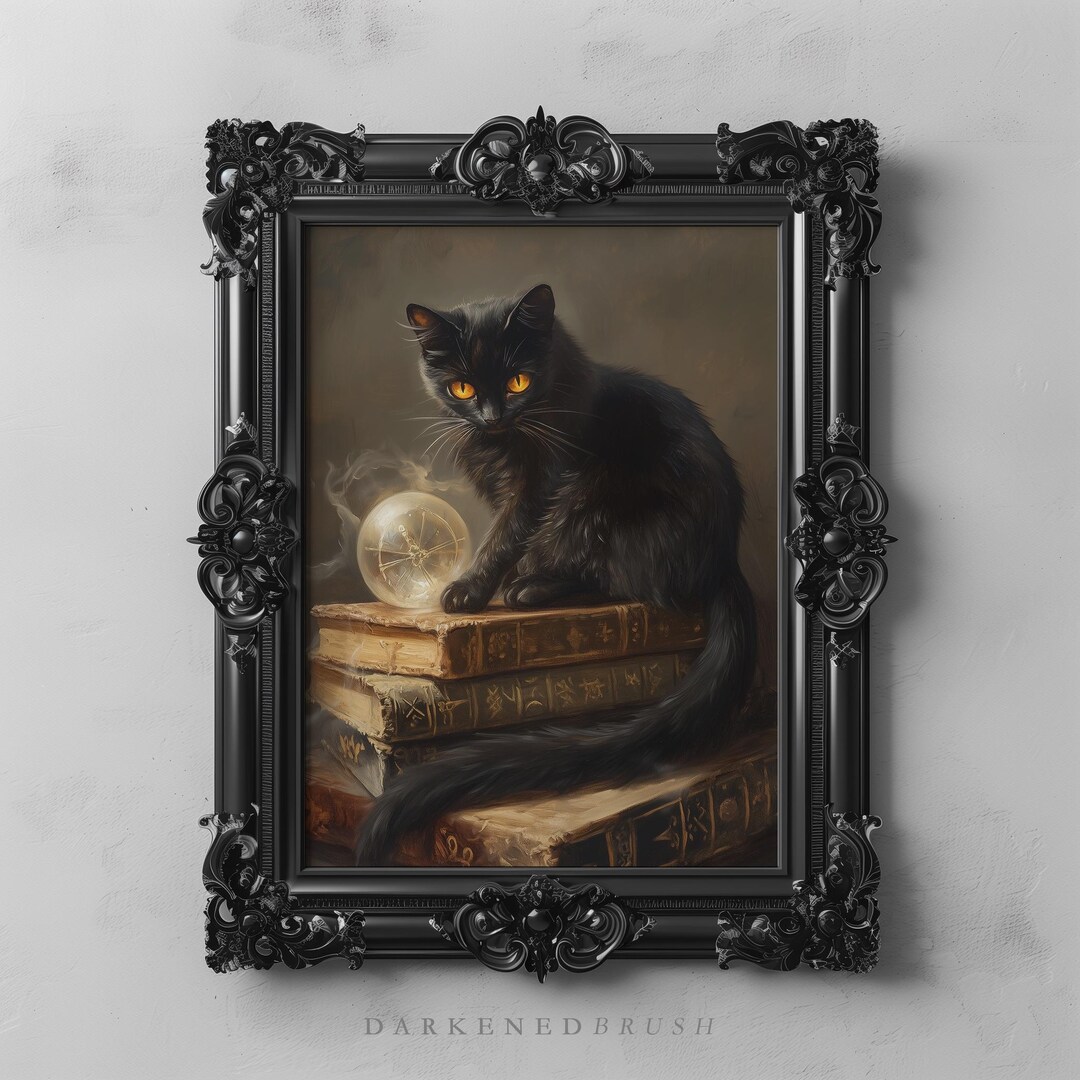 The Cat Oracle Gothic Fantasy Art Printable Dark Academia Cottagecore ...