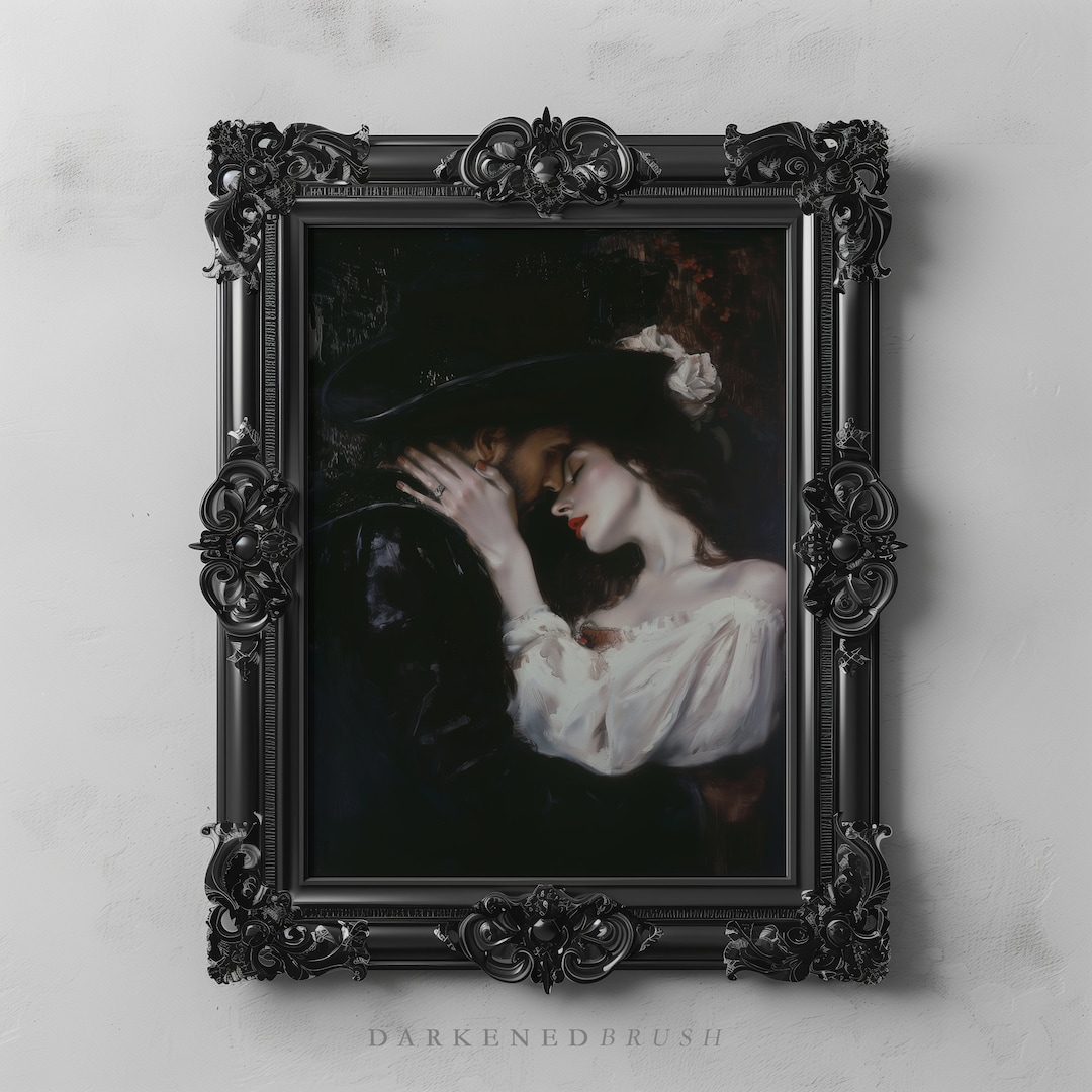 Dark Academia Lovers Couple Art Printable, Gothic Love Romantic Art ...