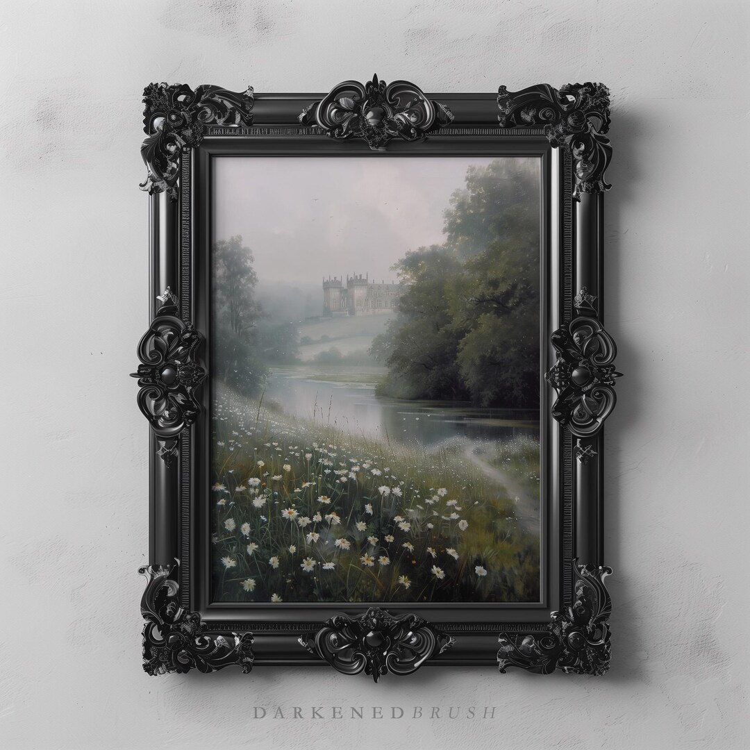 Misty Pemberley Manor Cottagecore Print Jane Austen Inspired Landscape ...