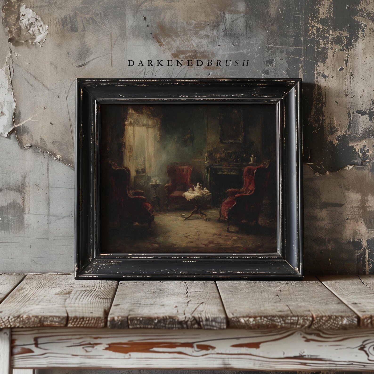 Gothic Victorian Interior With Red Chair and Dark Shadows Printable ...