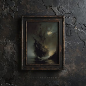 Vintage Ghost Ship, Ocean Aesthetic, Gothic Sea Painting, Dark Arts ...