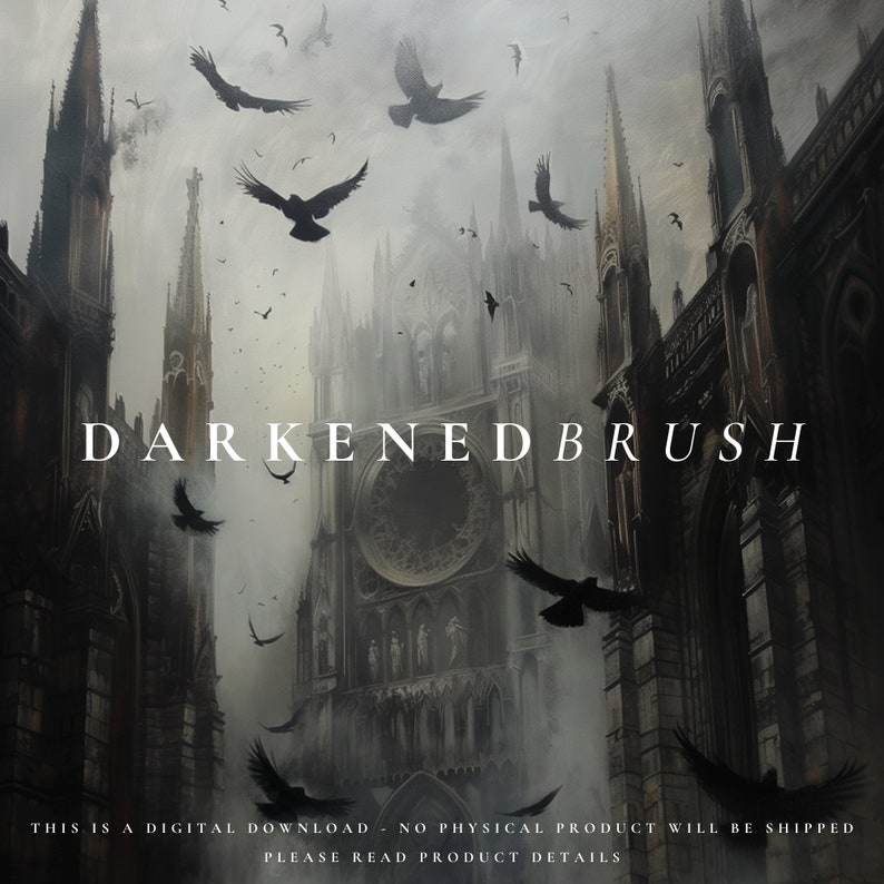 Foggy Gothic Cathedral Ravens Flying Art Printable Dark Academia ...