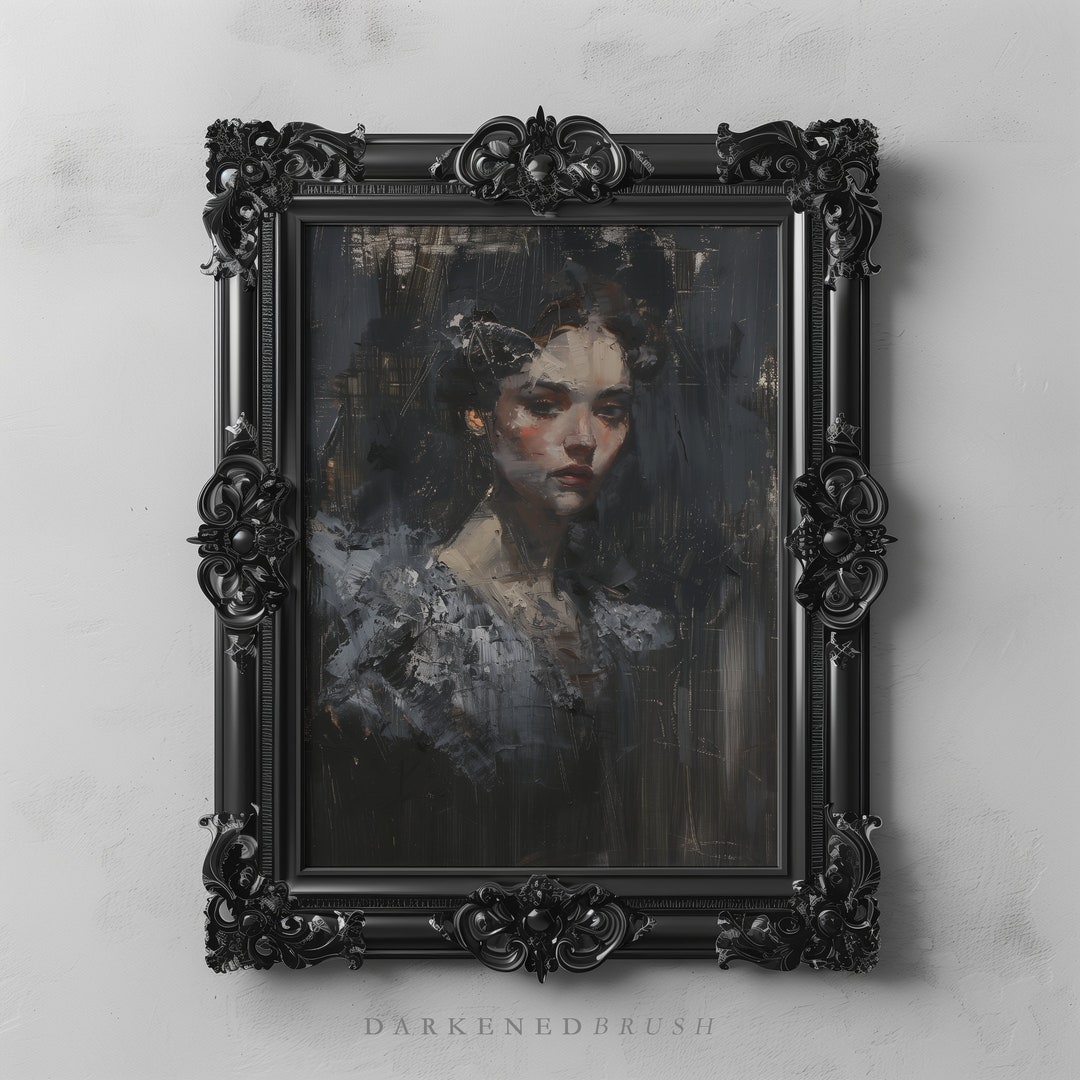 Moody Victorian Woman Portrait Painting Abstract Dark Oil Painting ...