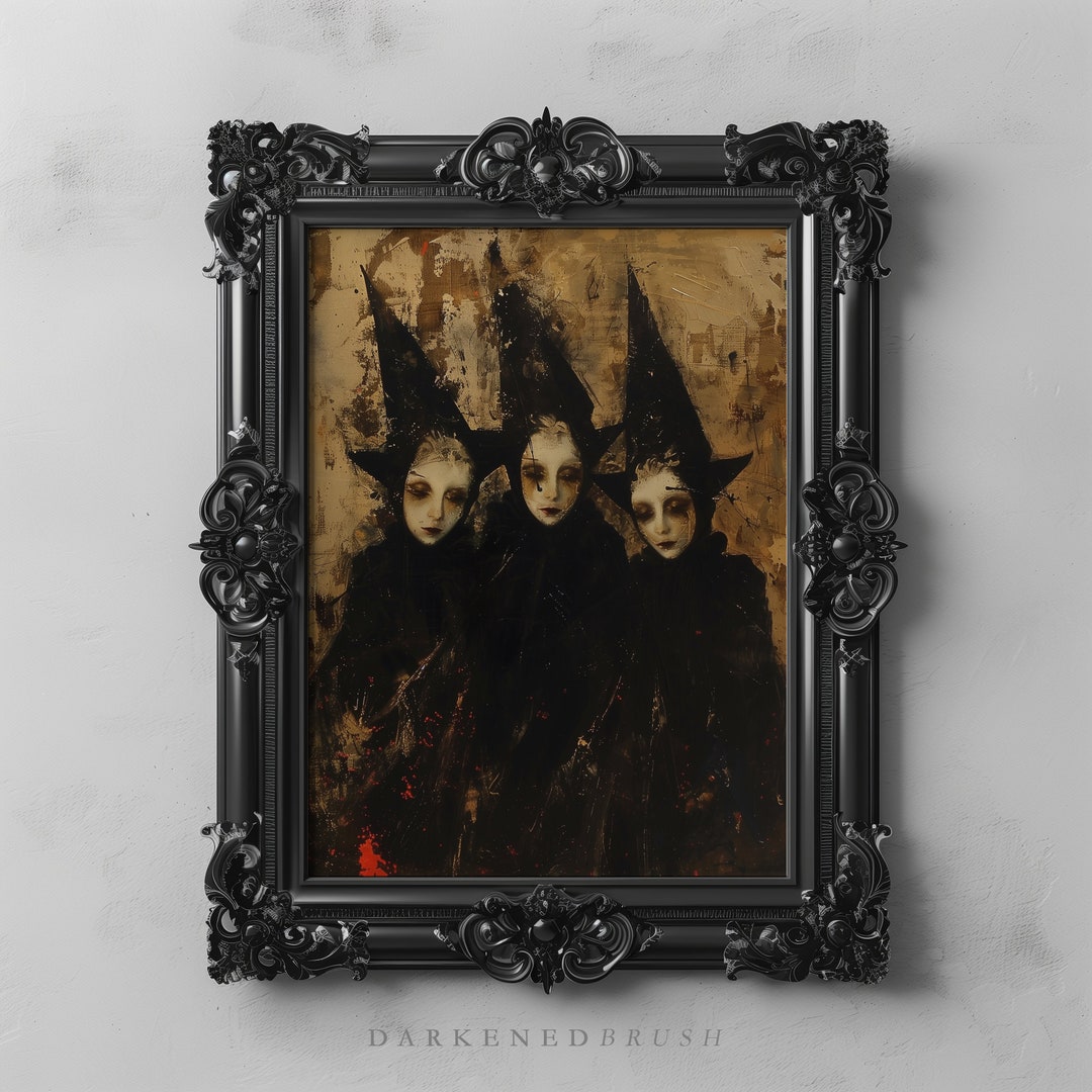 Three Gothic Witches Art Print Occult Art Poster Halloween Dark ...