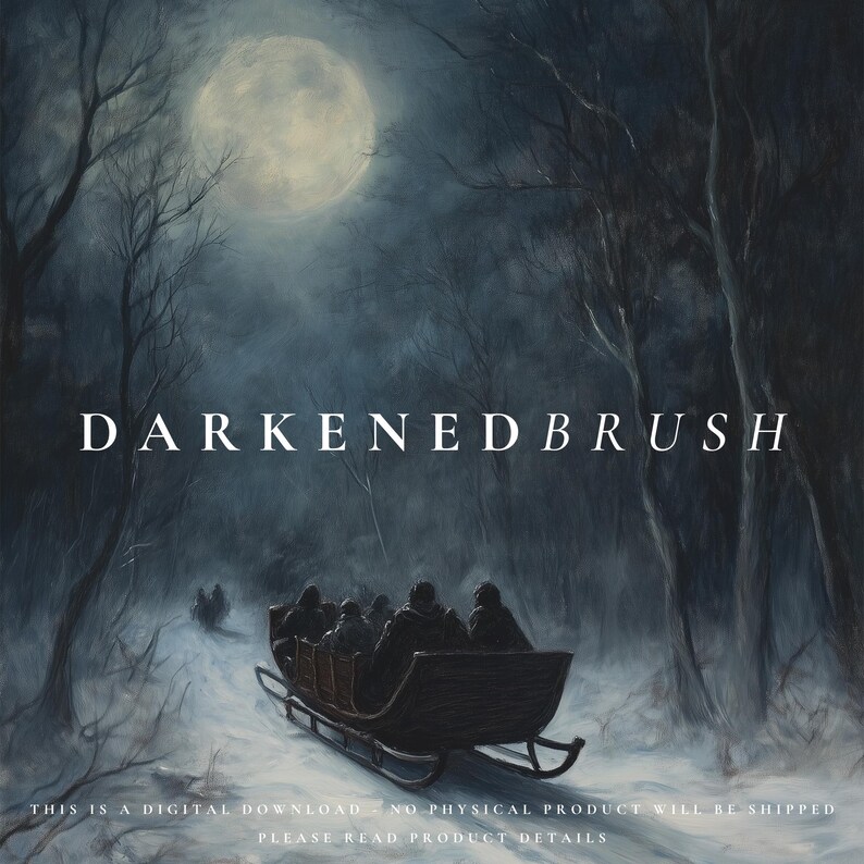 Victorian Moonlit Winter Sleigh Ride Printable Gothic Winter Landscape ...