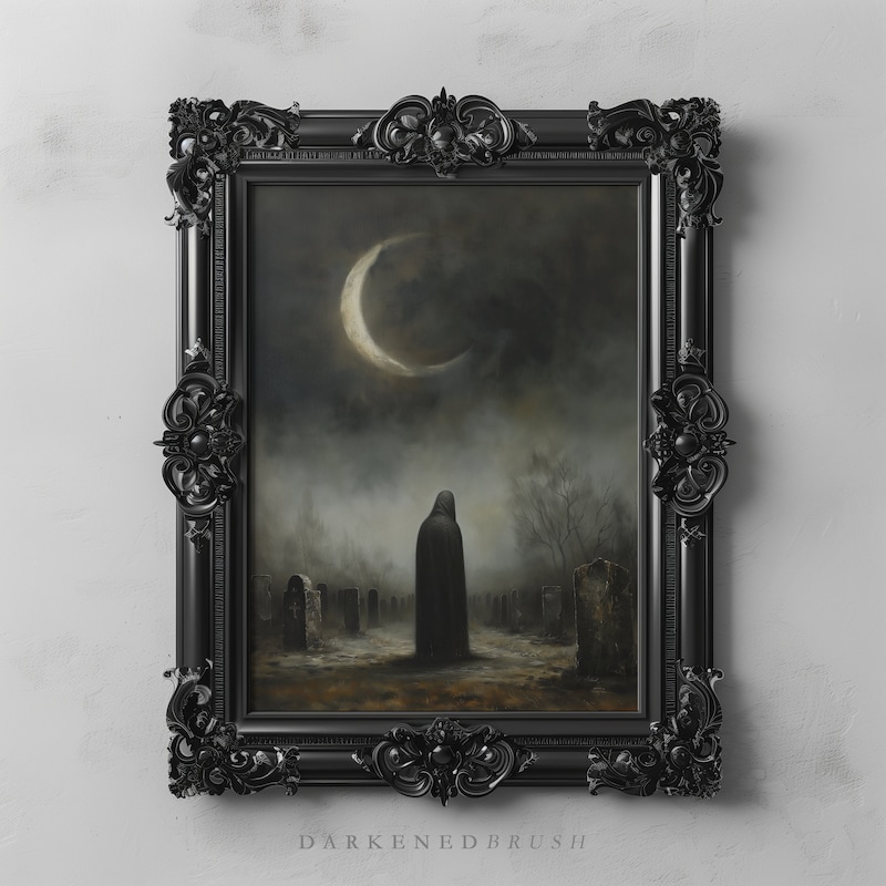 Dark Cemetery Painting - Etsy