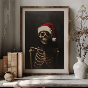 Merry Macabre Skeleton Art Dark Academia Gothic Christmas Decor ...