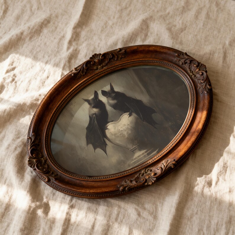 Gothic Valentine Bat Art Printable Romantic Dark Bats With Heart Urn ...