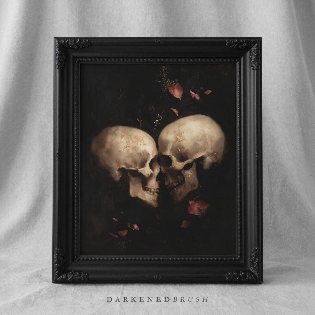 Gothic Skull Love Printable Romantic Skeleton Valentine Art, Dark ...