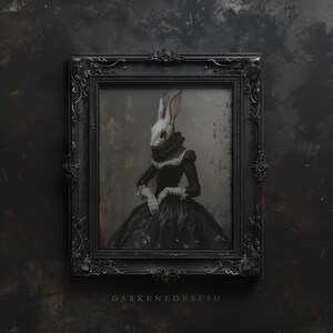 Victorian Lady Rabbit Art Printable, Gothic Oil Painting, Dark Academia ...