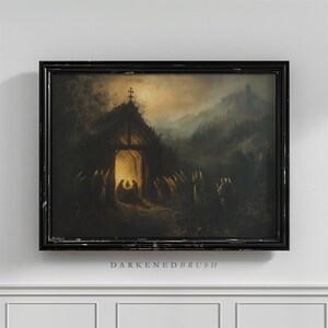 Rustic Gothic Christmas Nativity Setting Art, Angels Christian Digital ...