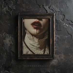 Dark Romance Gothic Vampire Woman Art Portrait Printable, Dark Moody ...