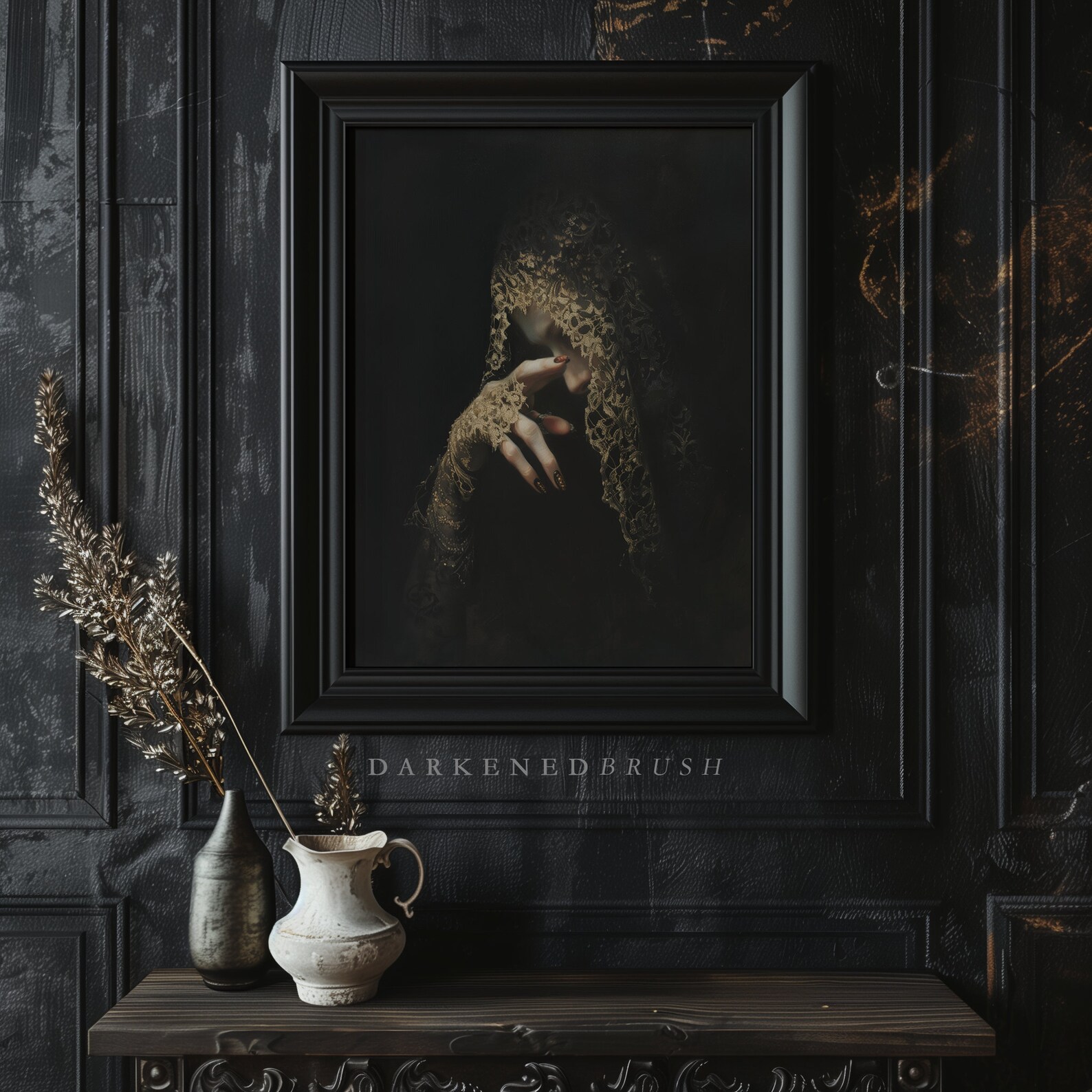 Veil Lady Witchy Woman, Dark Gothic Printable Art, Witch Wall Art, Dark ...