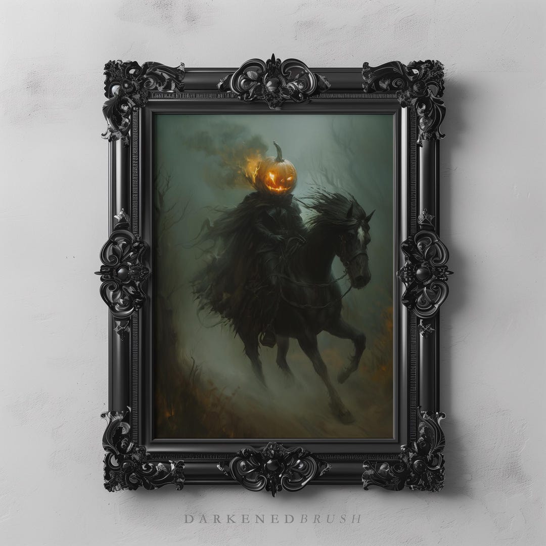 Headless Horseman Halloween Art Printable Dark Moody Gothic Home Decor ...