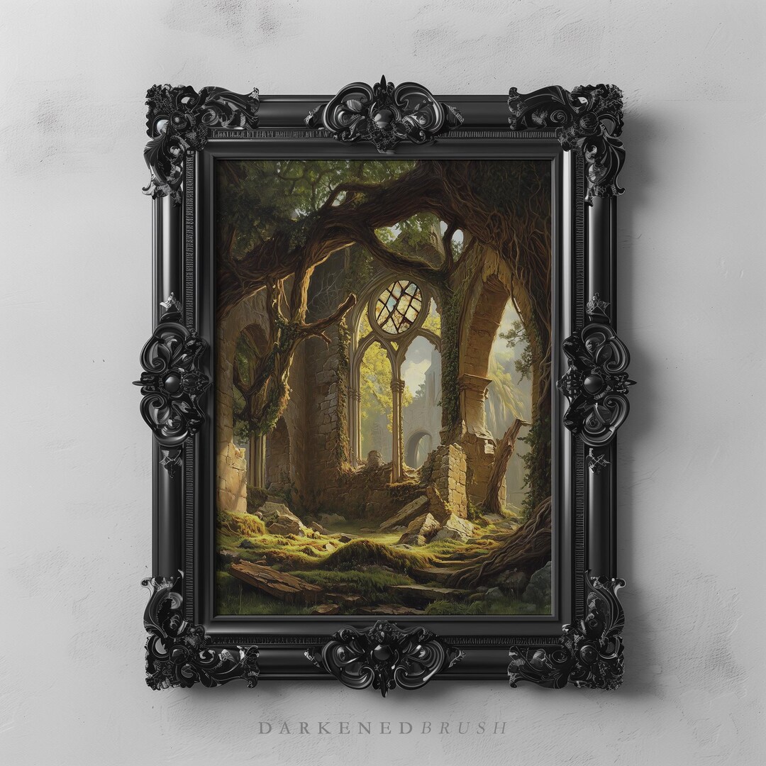 Abandoned Chapel Wall Art, Gothic Church Printable Enchanted Cathedral ...