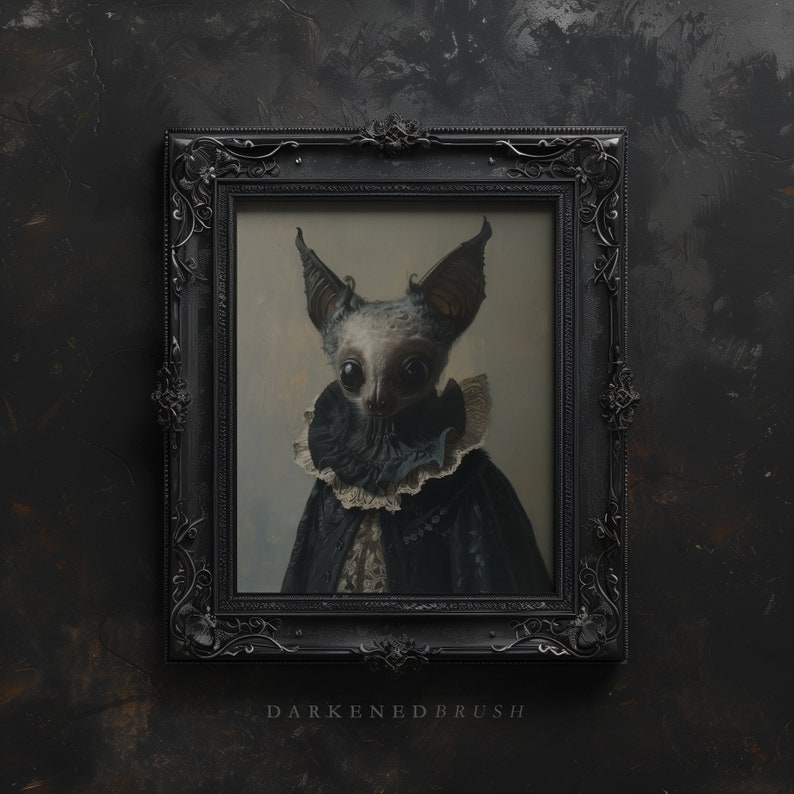 Gothic Bat Art, Victorian Vampire Bat Gift, Dark Academia Gothic Oil ...
