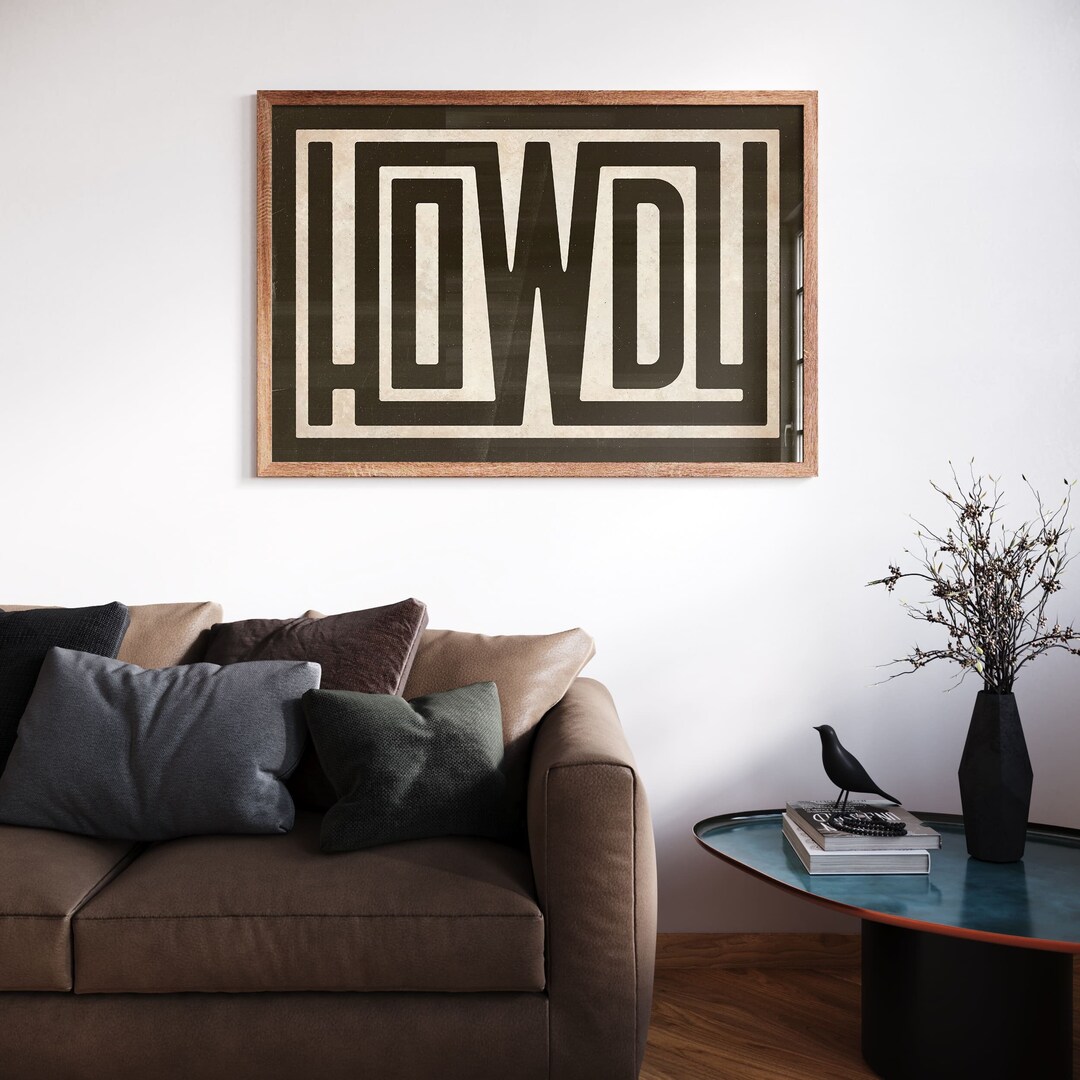 HOWDY Brown Print Western Decor, Southwestern Wall Art, Howdy ...