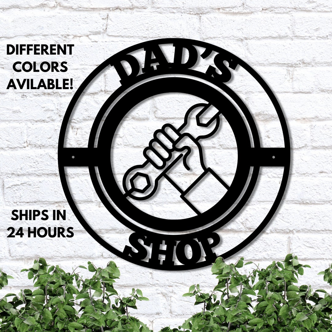 Personalized Fathers Day Gift for Dad, Dads Work Shop Metal Sign ...