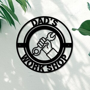 Personalized Fathers Day Gift for Dad, Dads Work Shop Metal Sign ...