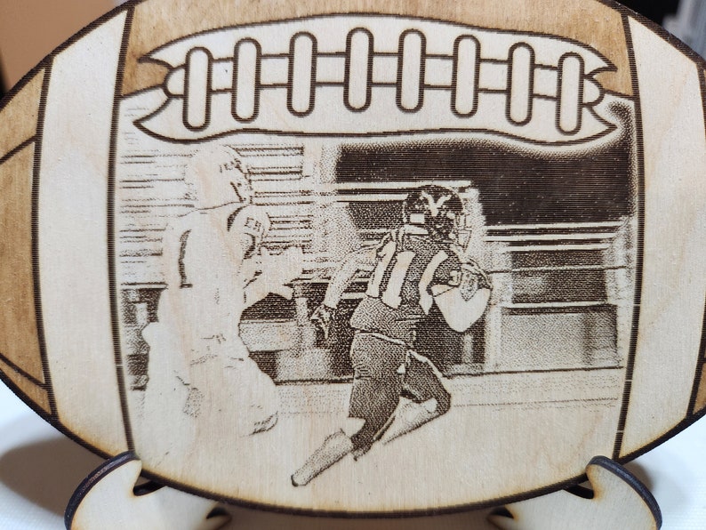 Laser Engraved Football Photo-wood Football Photo-football Photo Magnet ...