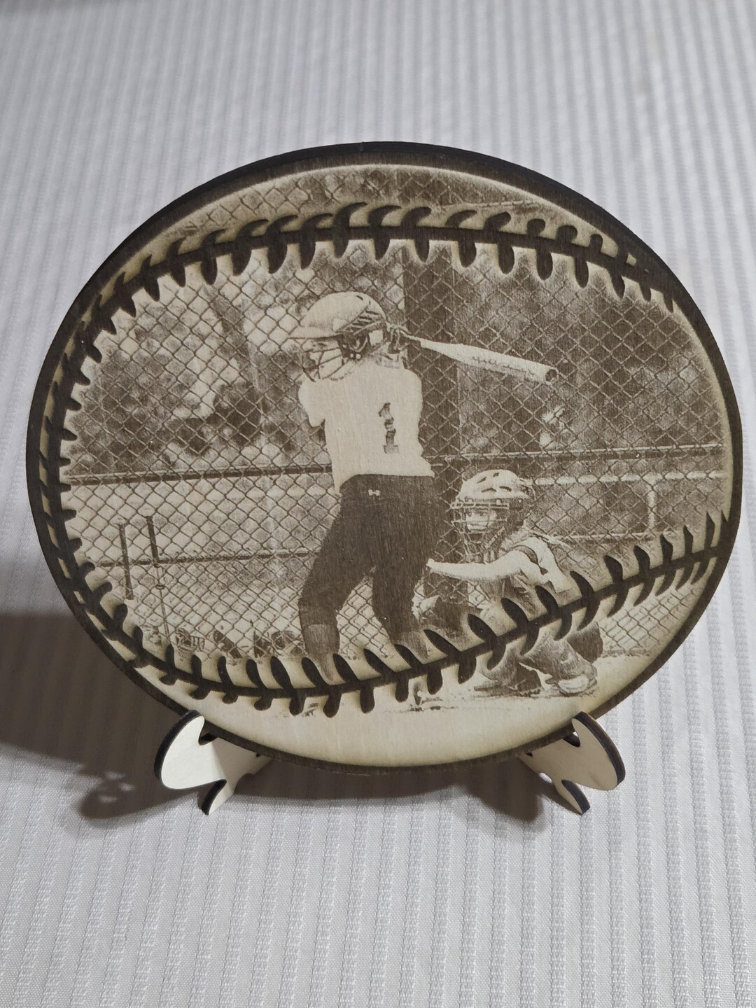 Laser Engraved Softball Photo-wood Softball Photo-softball Photo Magnet ...