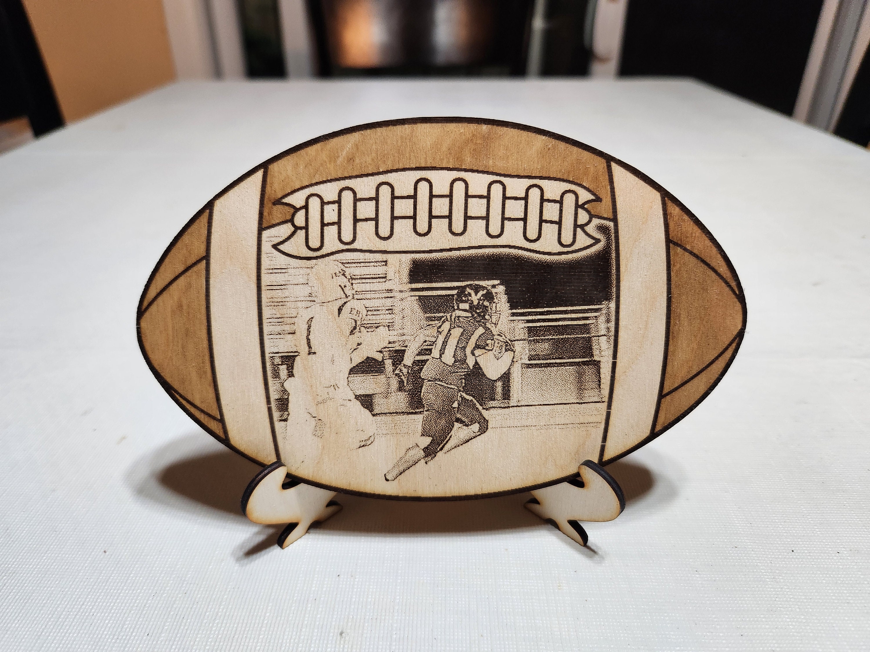 Laser Engraved Football Photo-wood Football Photo-football Photo Magnet ...