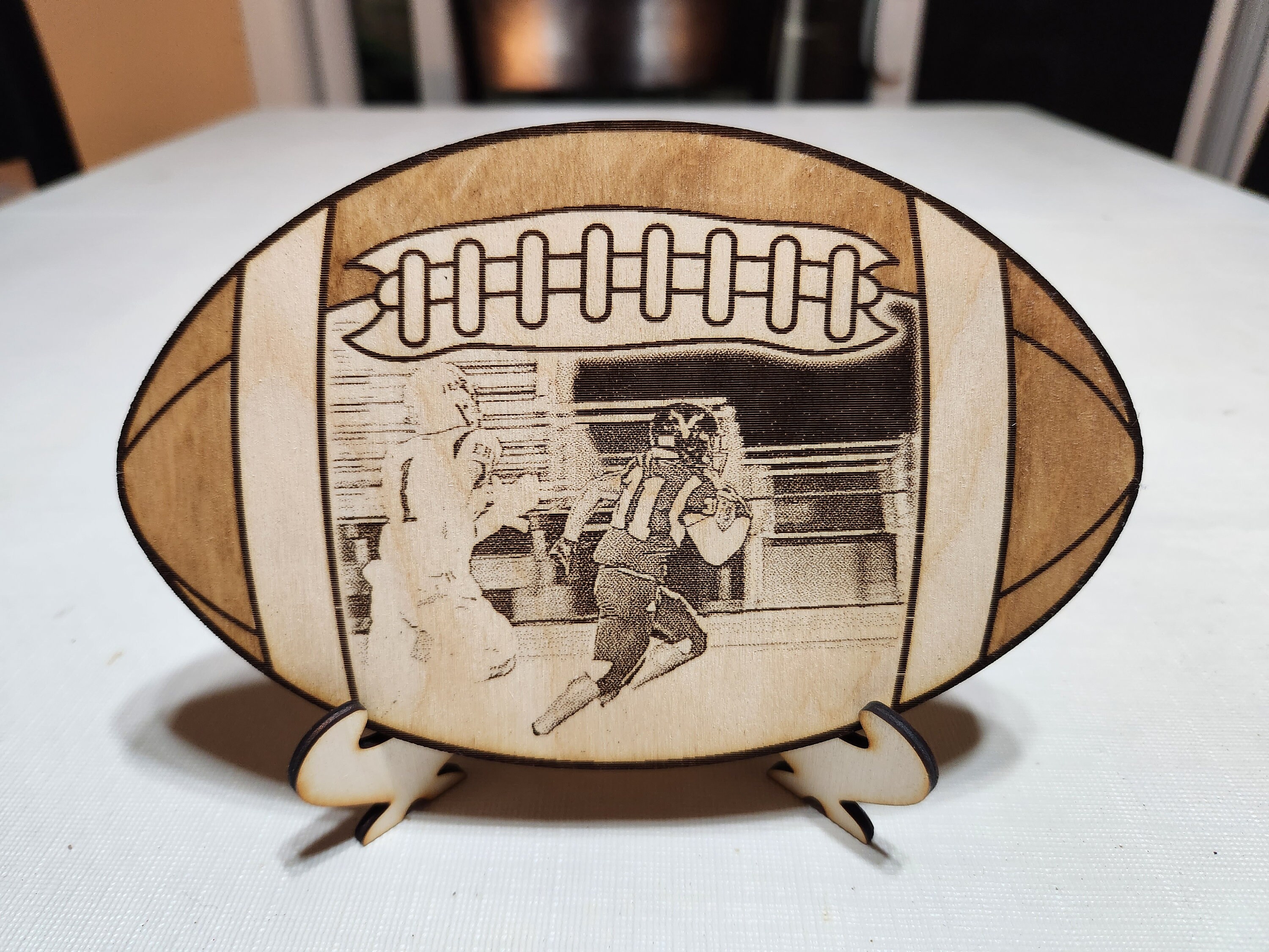 Laser Engraved Football Photo-wood Football Photo-football Photo Magnet ...