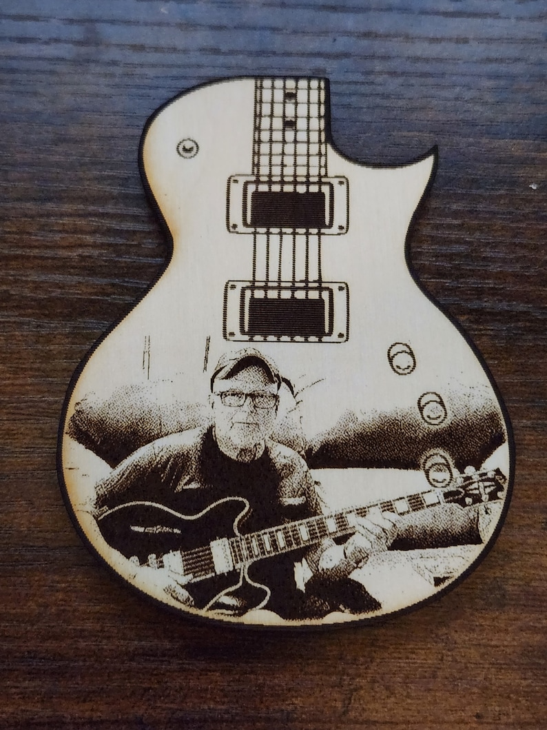 Laser Engraved Electric Guitar Shaped Wood Photo/engraved Musician ...
