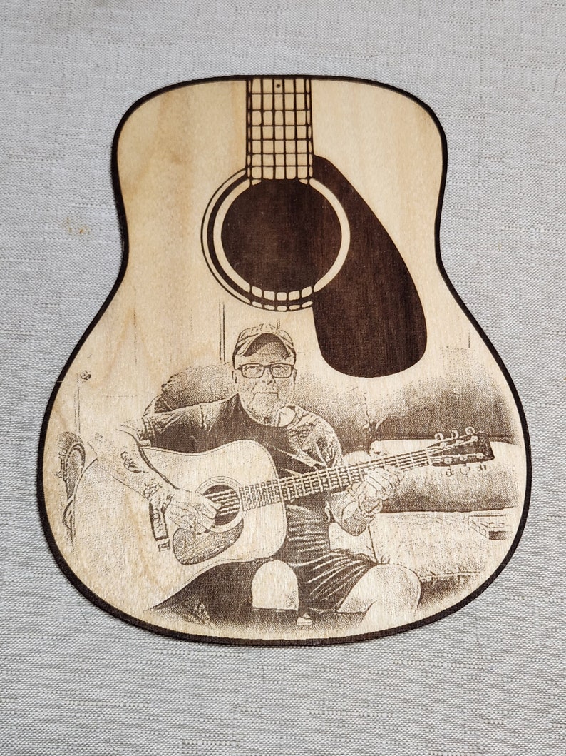 Laser Engraved Acoustic Guitar Shaped Wood Photo/engraved Musician ...
