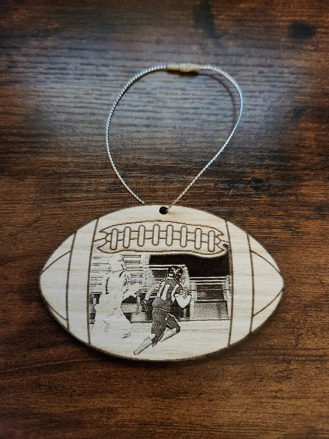 Laser Engraved Football Photo Ornament-wood Football Ornament-football ...
