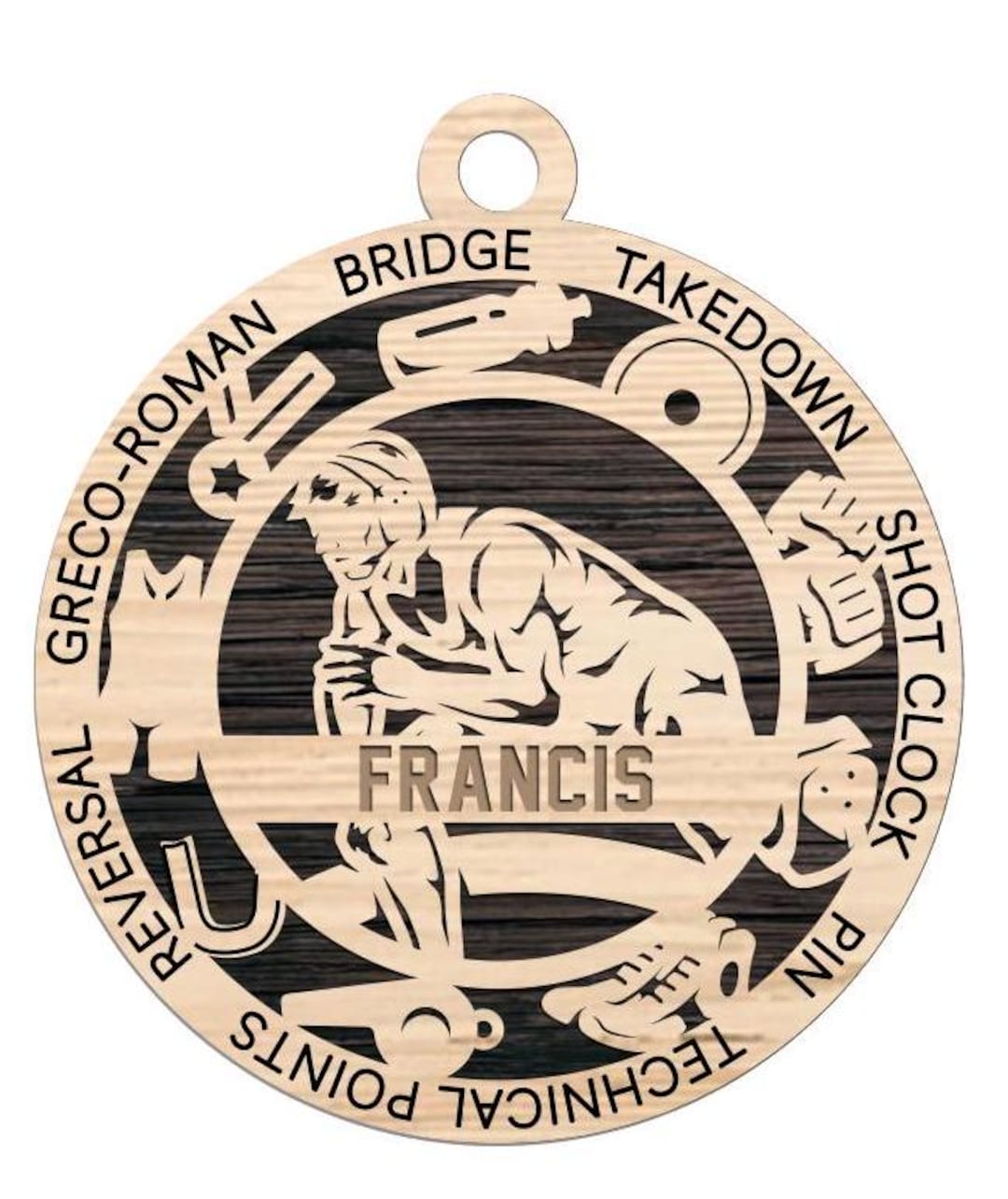 Personalized Wrestling Wooden Christmas Ornament/3d Wrestling Christmas ...