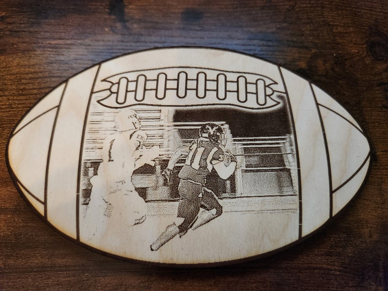 Laser Engraved Football Photo-wood Football Photo-football Photo Magnet ...
