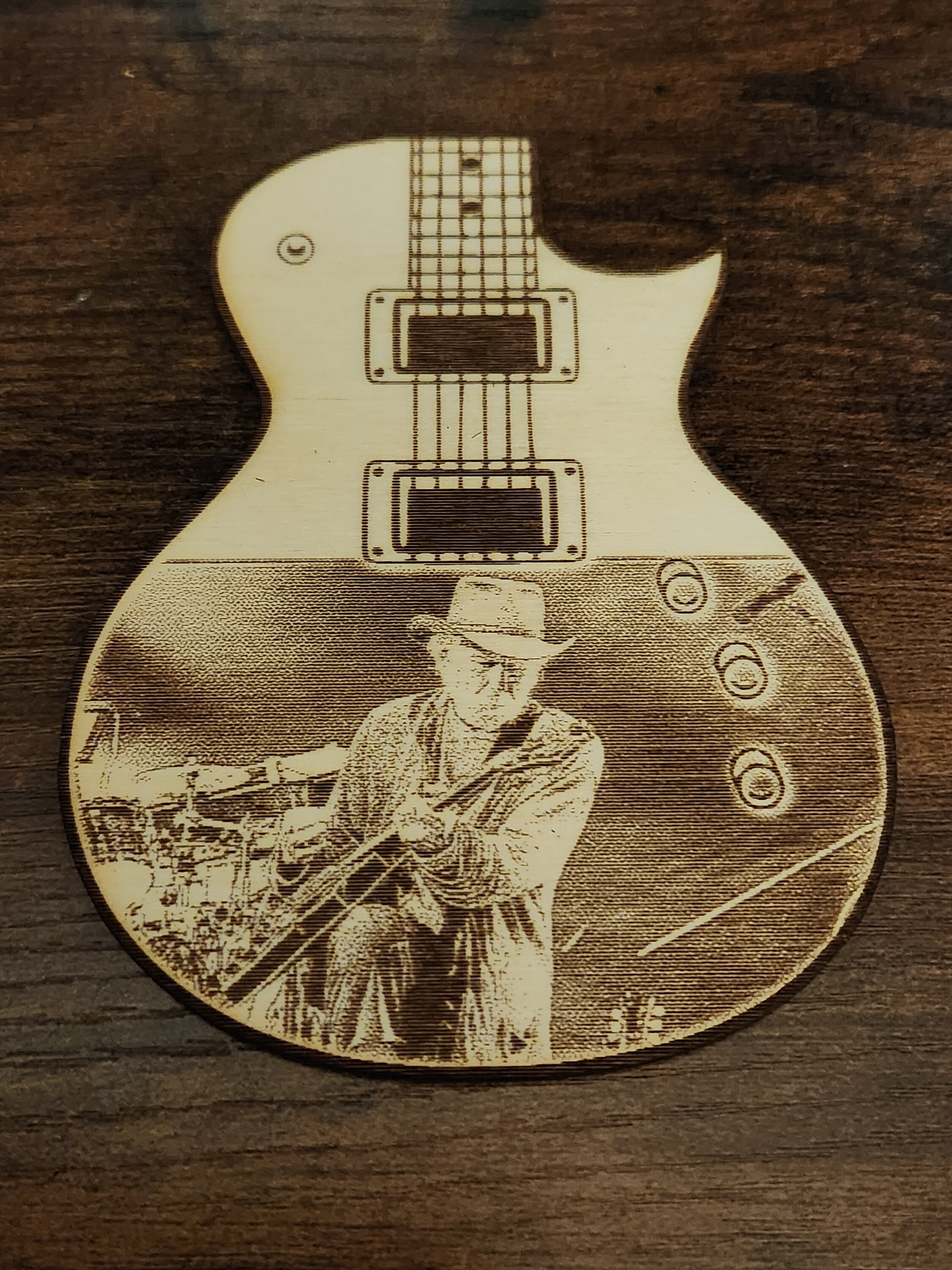 Laser Engraved Electric Guitar Shaped Wood Photo/engraved Musician ...