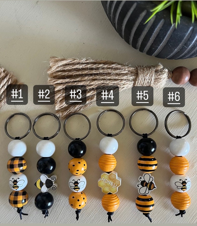 Honey Bee Beaded Keychain: Bee Keeper Gift - Etsy