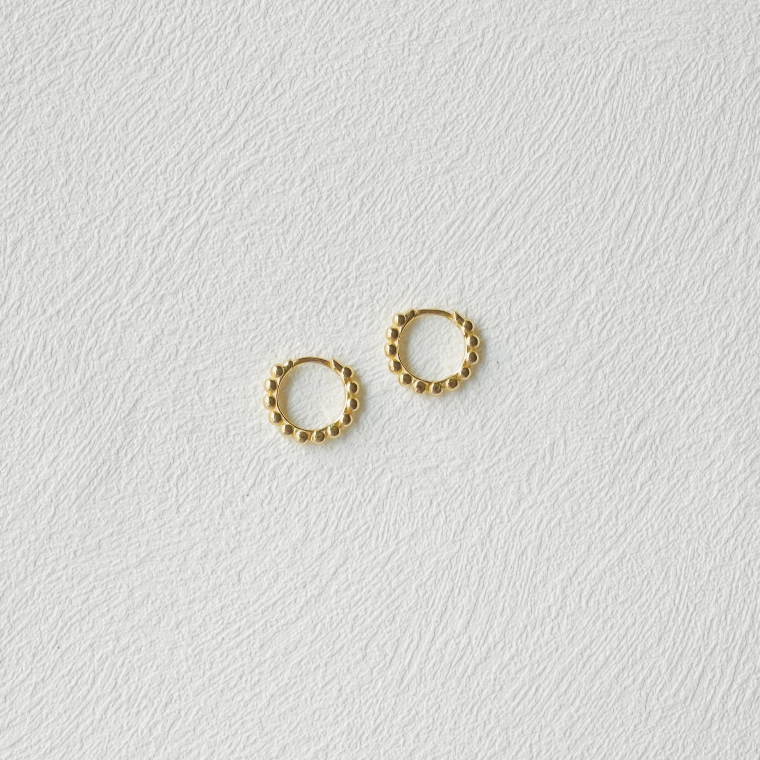 Beaded Gold Huggie Hoop Earrings Set, Small Gold Hoops, Small Gold ...
