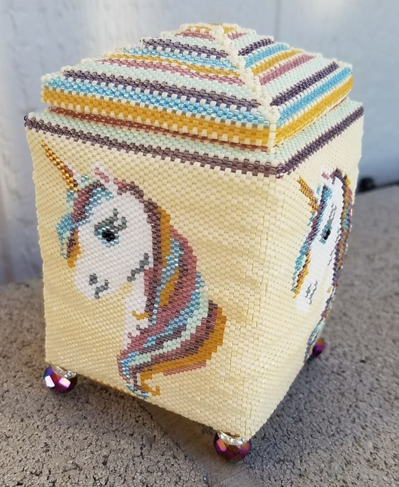 Peyote Beaded Box Tutorial - Unicorn - Etsy