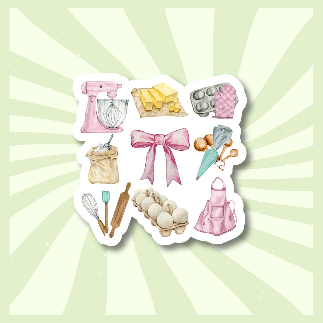 Baking Sticker | Baking Supplies Sticker | Bakery Gift | Whisk Mixer ...